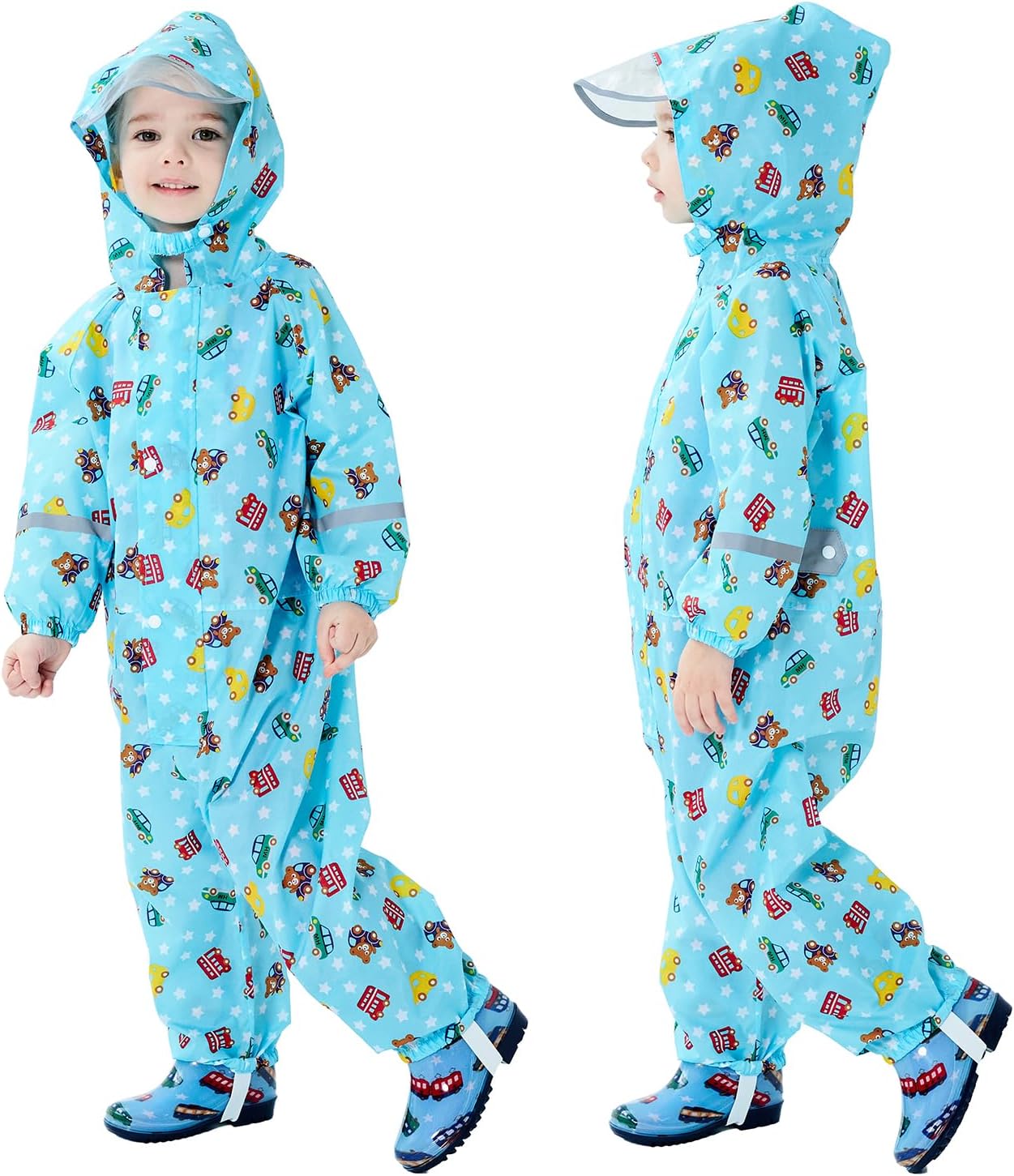 Amazon.com: Hovkib Kids Rain Suit Toddler Boys Girls One Piece Raincoats Baby Rain Jackets ...