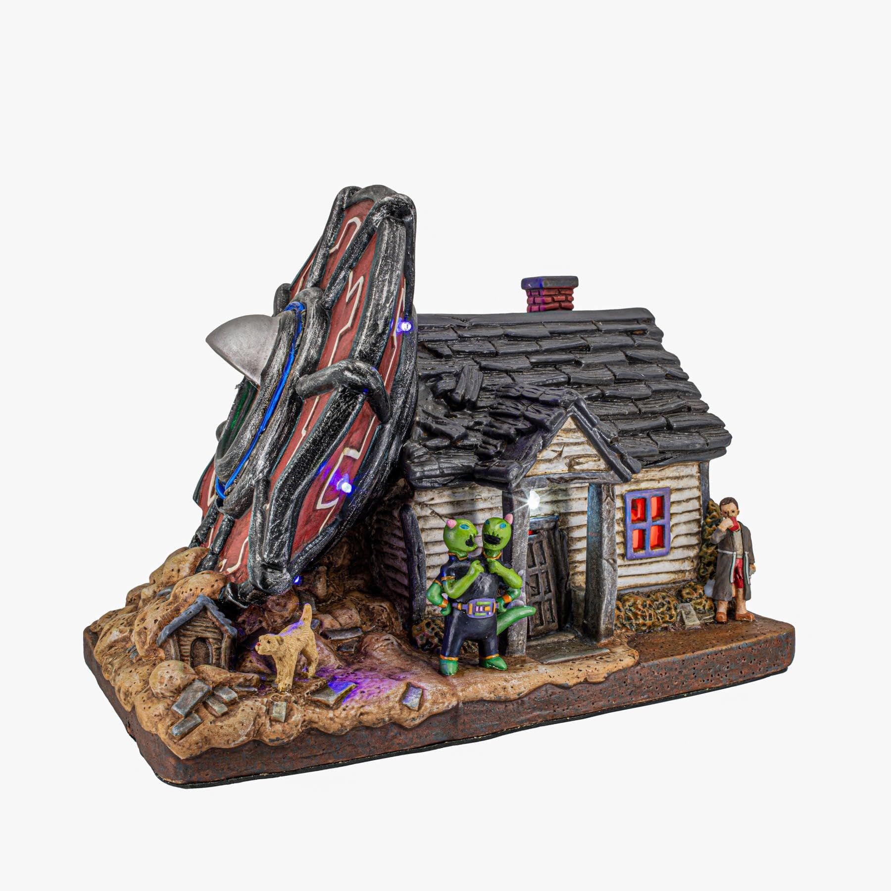 Amazon.com: FG Square No Landing Zone Alien Theme Spooky Halloween Village Multi-Color LED ...