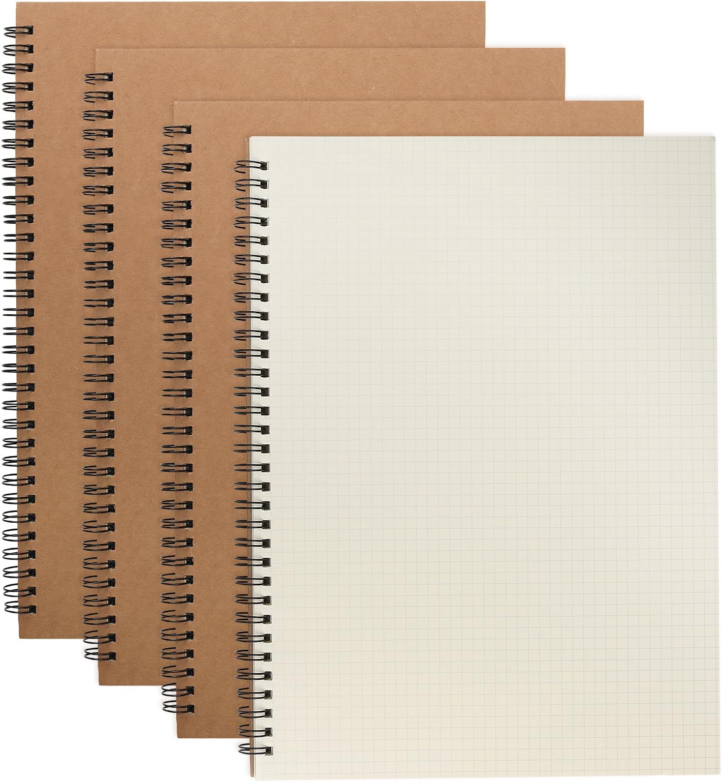 MAHIONG 4 Pack A4 Grid Notebook, Spiral Binding Graph Paper Notepads ...