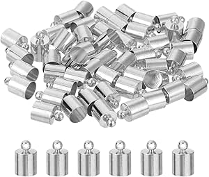 Amazon.com: uxcell 50Pcs Leather Cord End Caps, 7mm OD Column Barrel ...