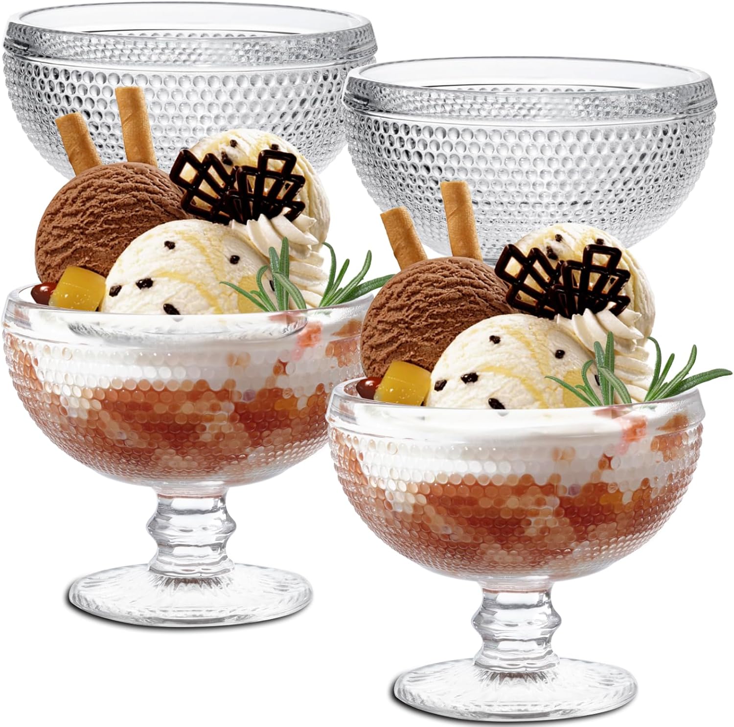 Amazon.com | Timeglaxy 4 Pcs Ice Cream Bowls Set,12.5 Oz Large Glass ...