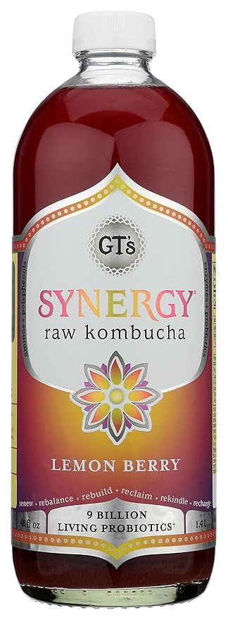 Amazon.com: GTS LIVING FOODS Organic Lemon Berry Synergy Kombucha, 48 ...