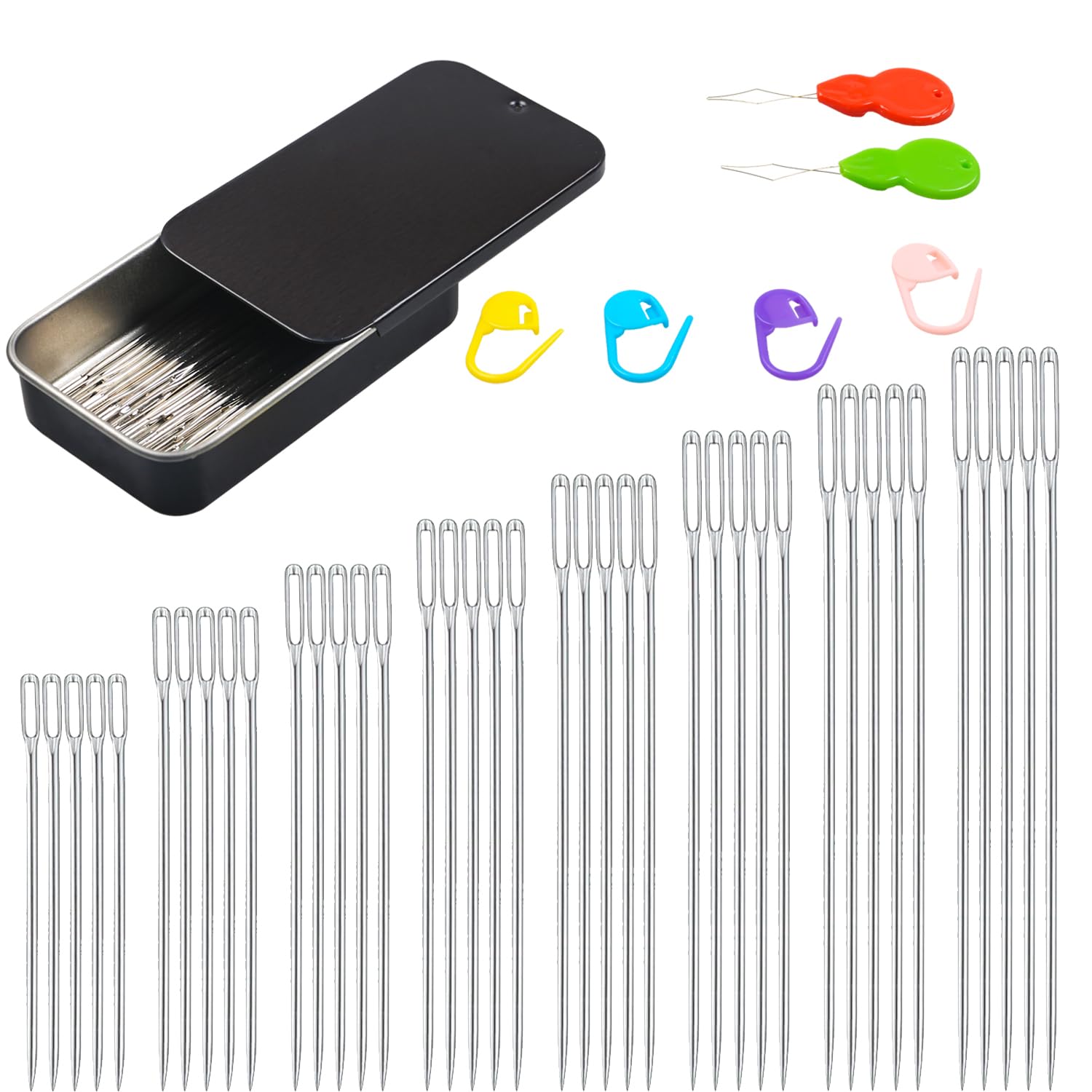 Amazon.com: 40PCS Large Eye Sewing Needles, 8 Sizes Hand Sewing Sharp ...