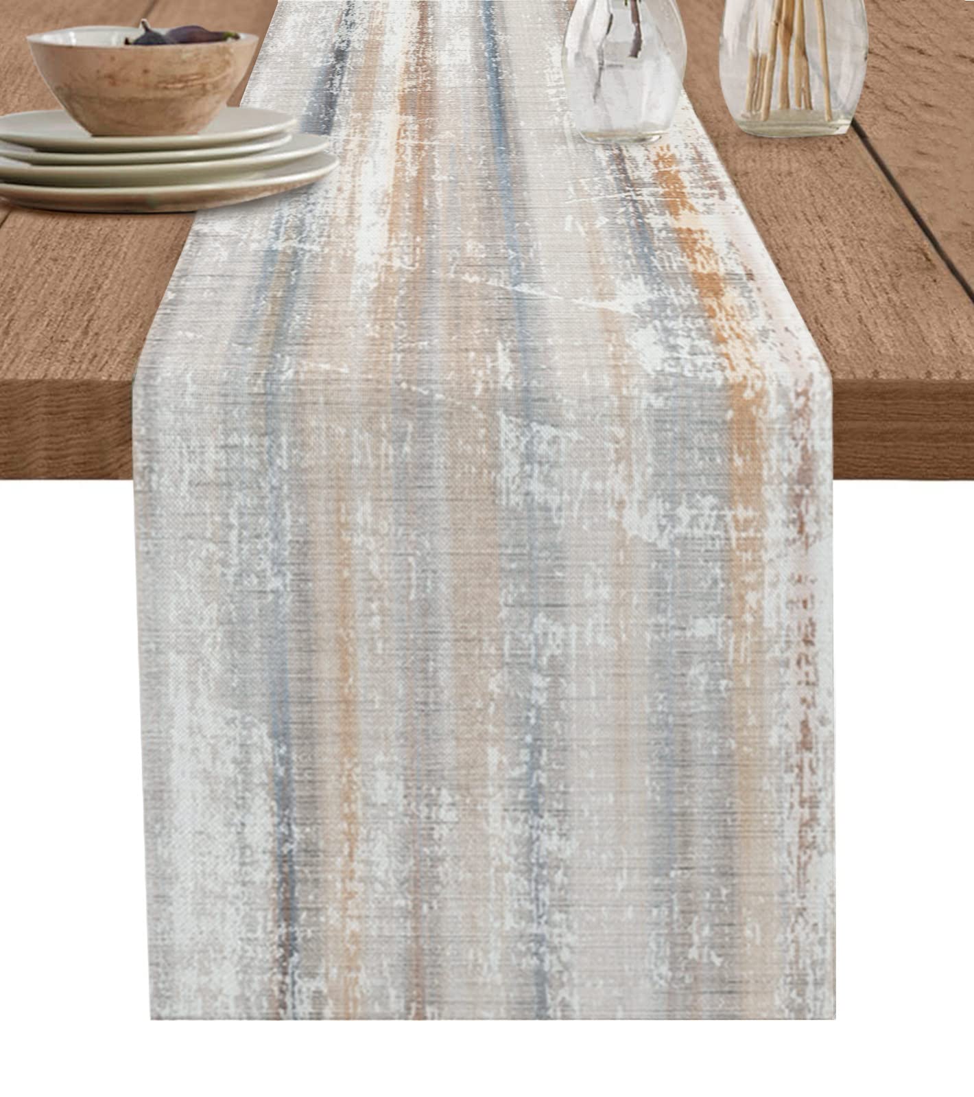 Amazon.com: Abstract Art Cotton and Linen Table Runner 60 Inches, Grey ...