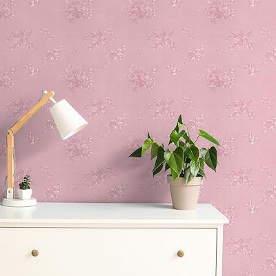 Latvo Pink Wallpaper Silk Embossed Floral Pink Contact Paper Peel and ...