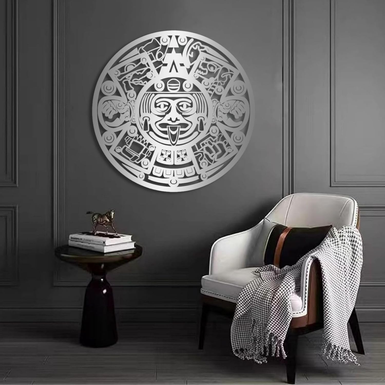 Amazon.com: Aztec Calendar Metal Wall Art, Metal Mayan Calendar Wall ...