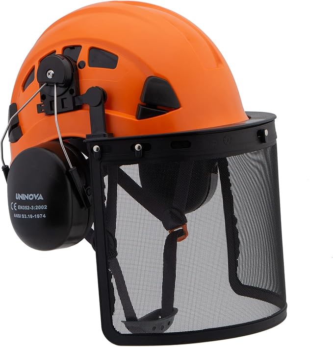 UNINOVA Forestry Chainsaw Arborist Helmet with Mesh Face Shield and Ear ...