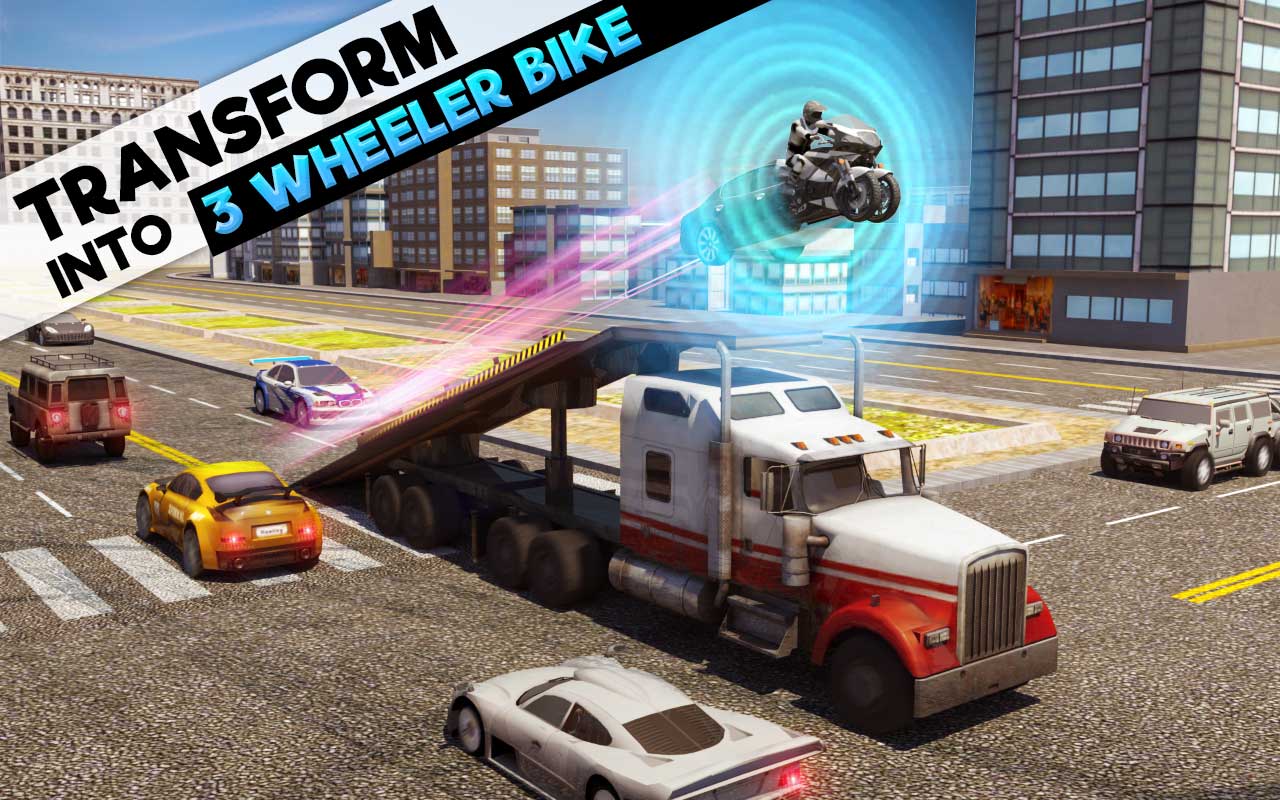 Robot Transform Muscle Car Racing on Mega Ramp Truck: 6x6 Trucks ...