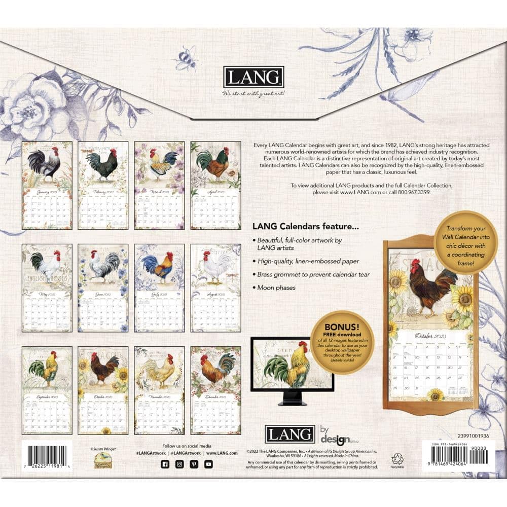 Snapklik.com : LANG Proud Rooster 2024 Wall Calendar