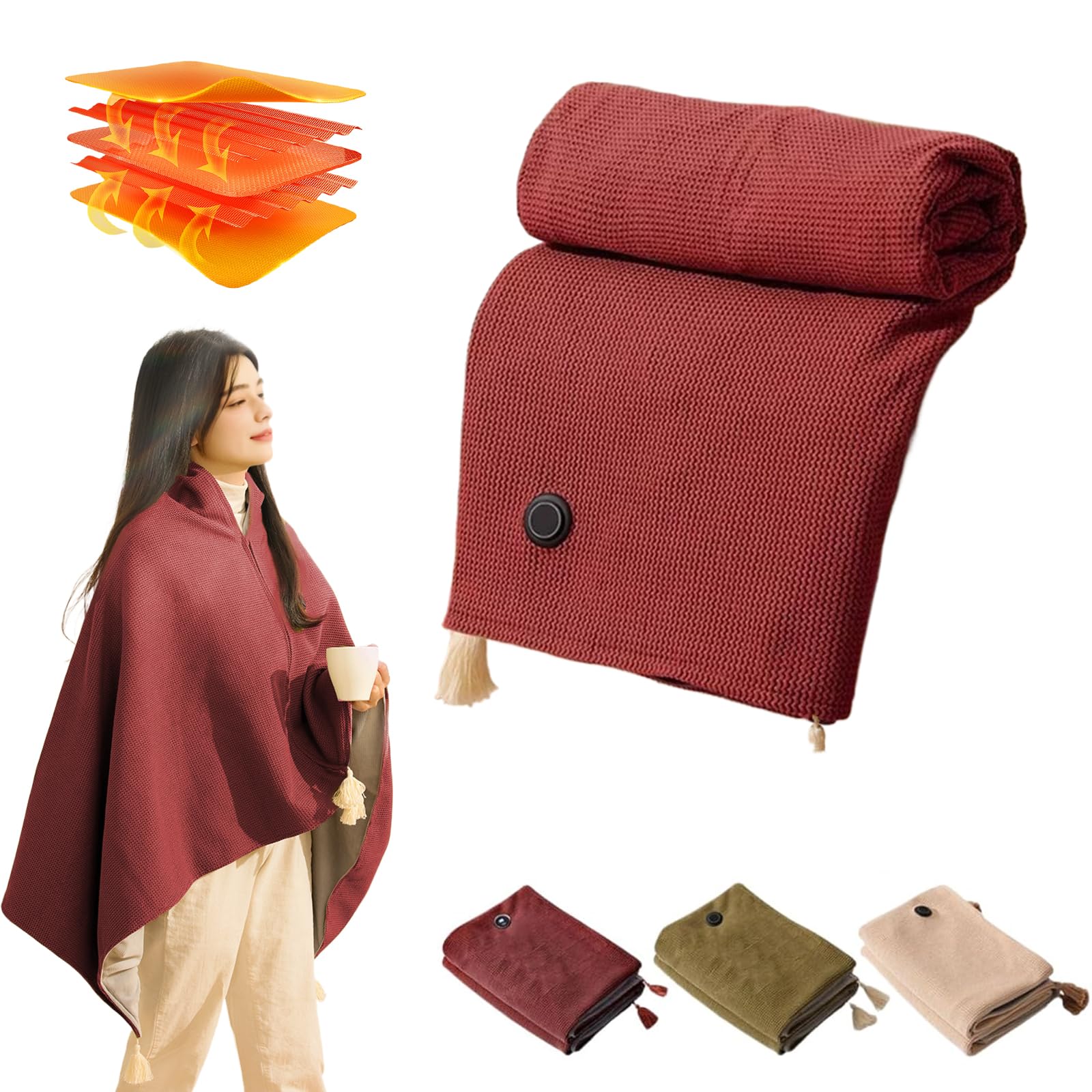 Amazon.com: Portable Heated Shawl, 58"X 32" Portable USB Heated Blanket ...