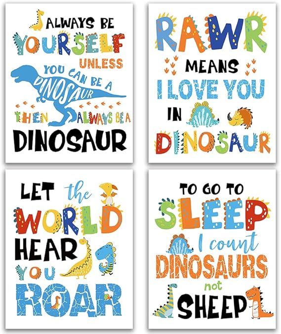 Amazon.com: Inspirational Dinosaur Room Decor for Boys Girls - Wall Art ...