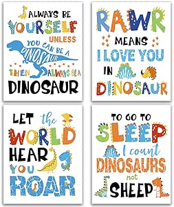 Amazon.com: Inspirational Dinosaur Room Decor for Boys Girls - Wall Art ...