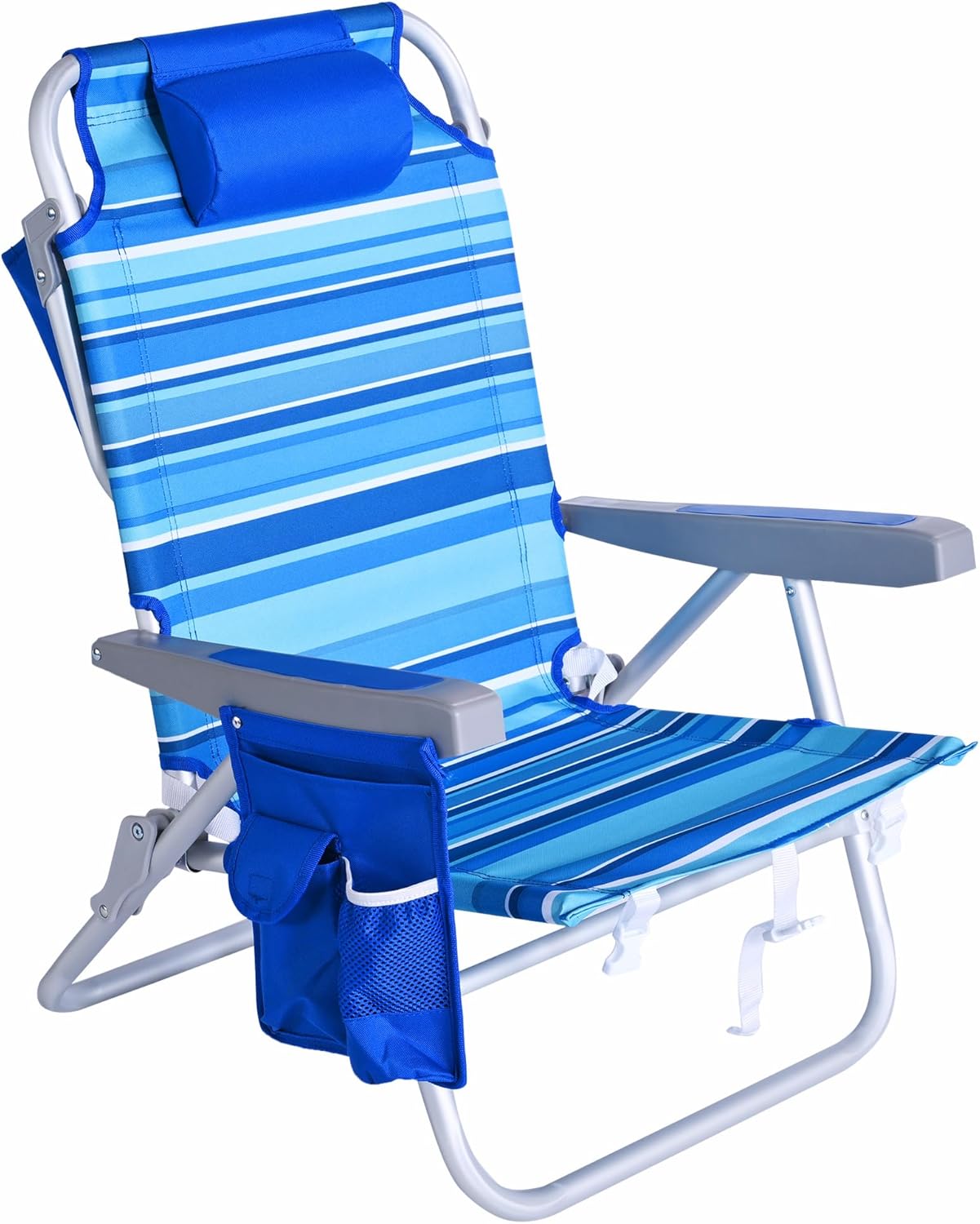 Amazon.com: SUNNYFEEL Low Beach Chairs for Adults 5 Position Lay Flat ...