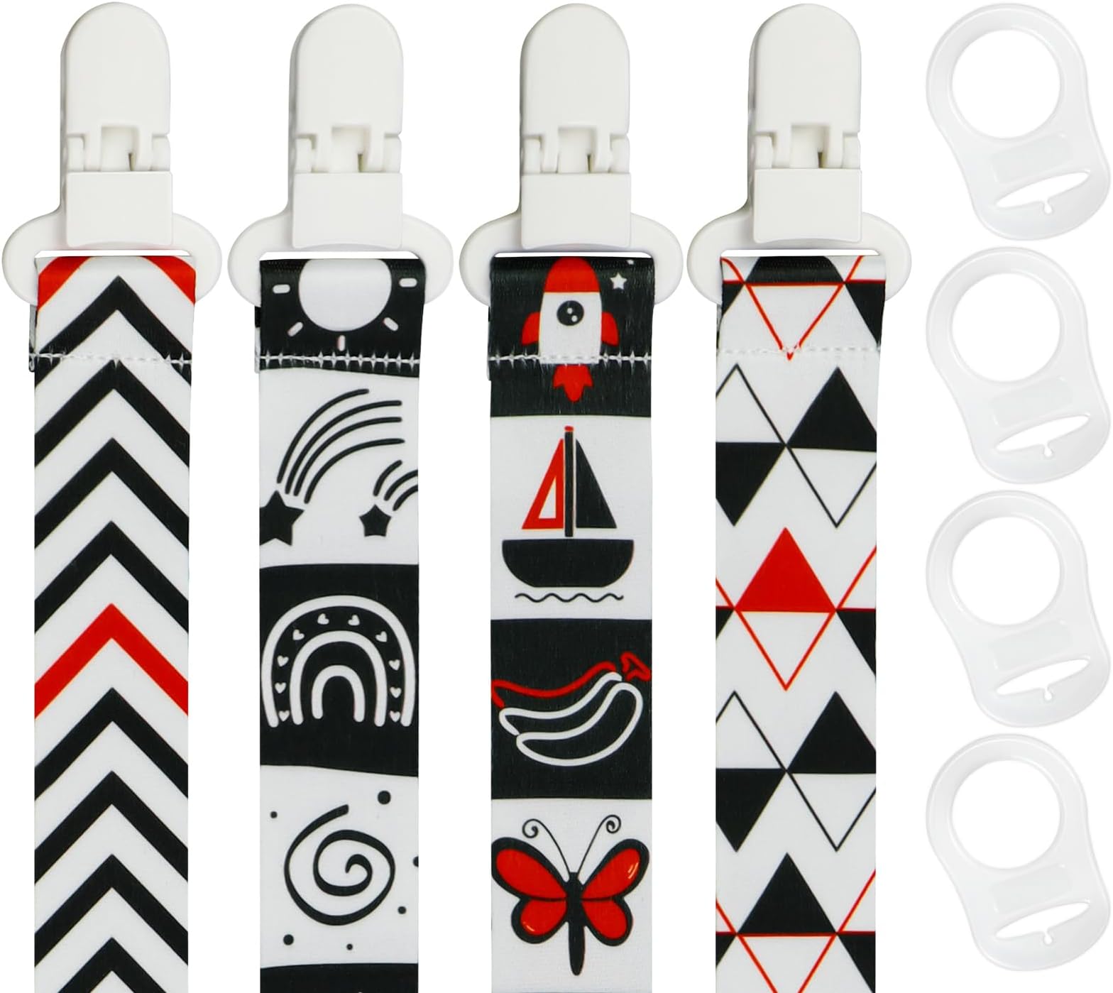 Amazon.com : Pacifier Clip for Boys and Girls, 4 Pack Pacifier Holder ...