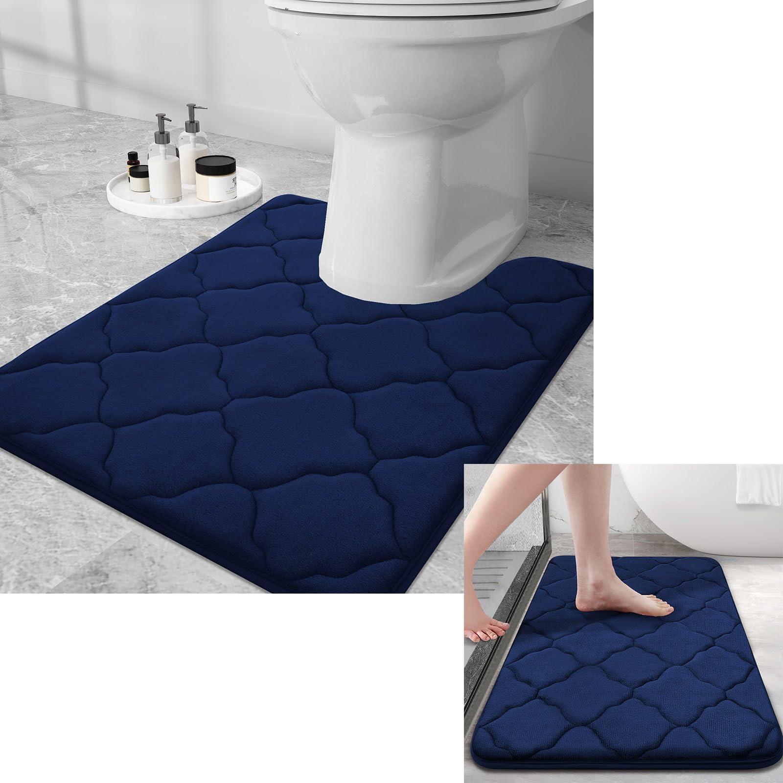 Amazon.com: OLANLY Memory Foam Bath Rug and Toilet Rug U-Shaped, Bath ...