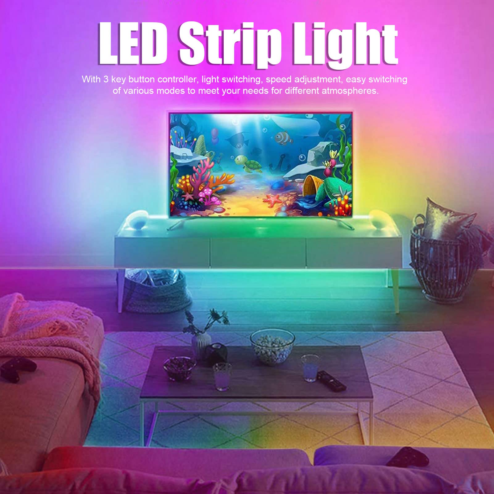Color Changing Tape Lights Status Remote Controlled 5 Metre RGB LED