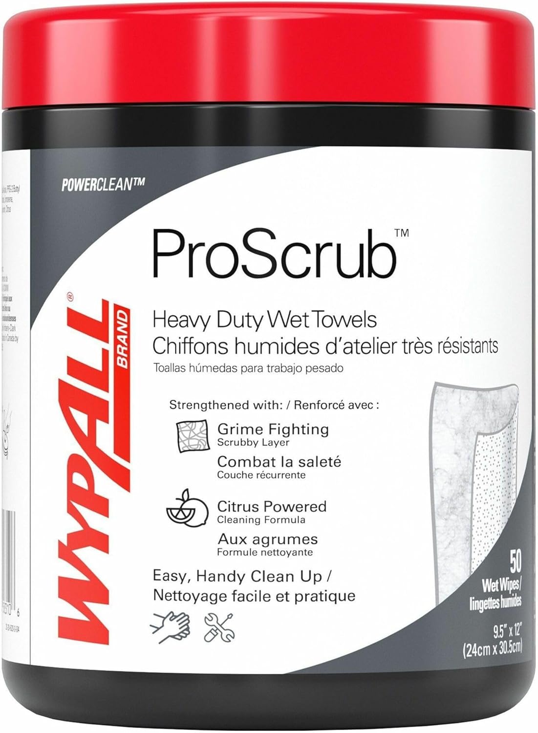 Kimberly-Clark Wypall Heavy-Duty Waterless Hand Wipe -Citrus Scent -50 ...