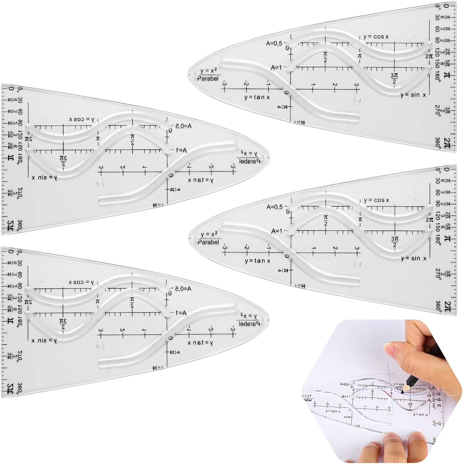 4pcs Parabola Template, Parabase Template Math Template Uniform for ...