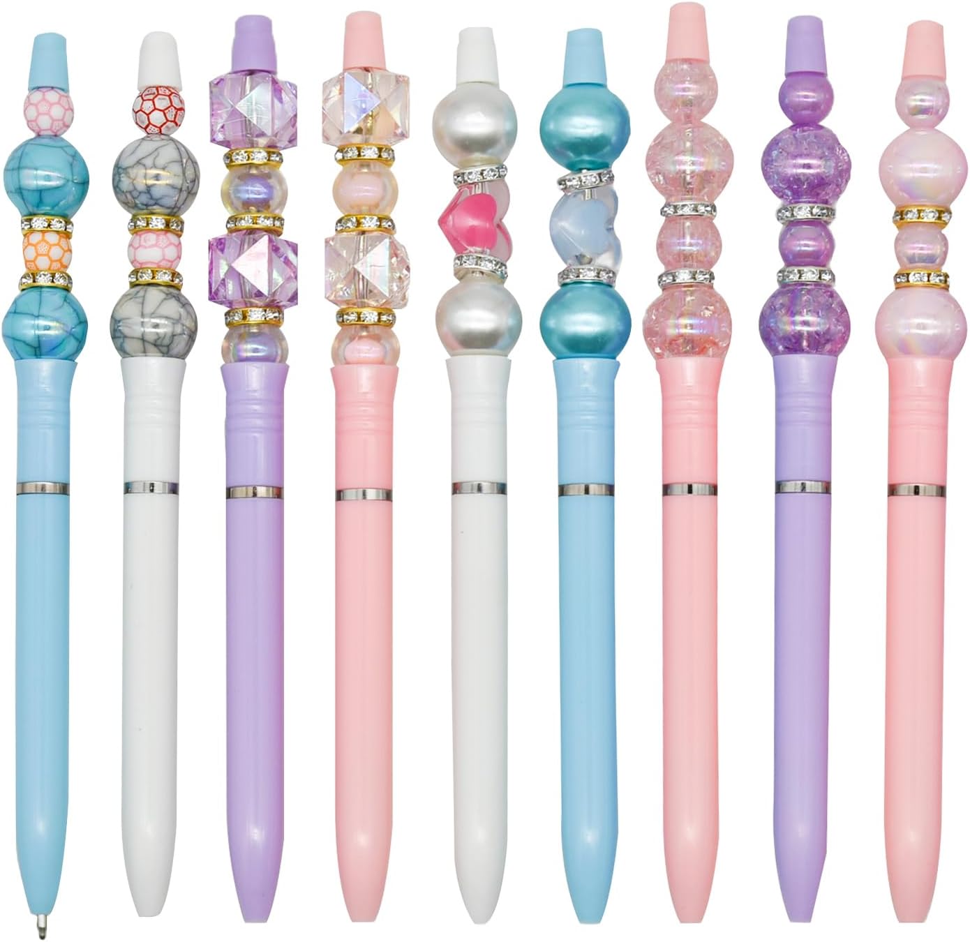 Amazon.com : Lopenle 10 Pieces DIY Beads Pens Fancy Beadable Ballpoint ...