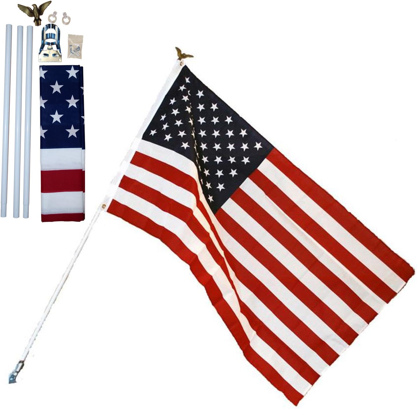 Amazon.com : Residential US Flag Set 3' X 5' American USA Printed ...