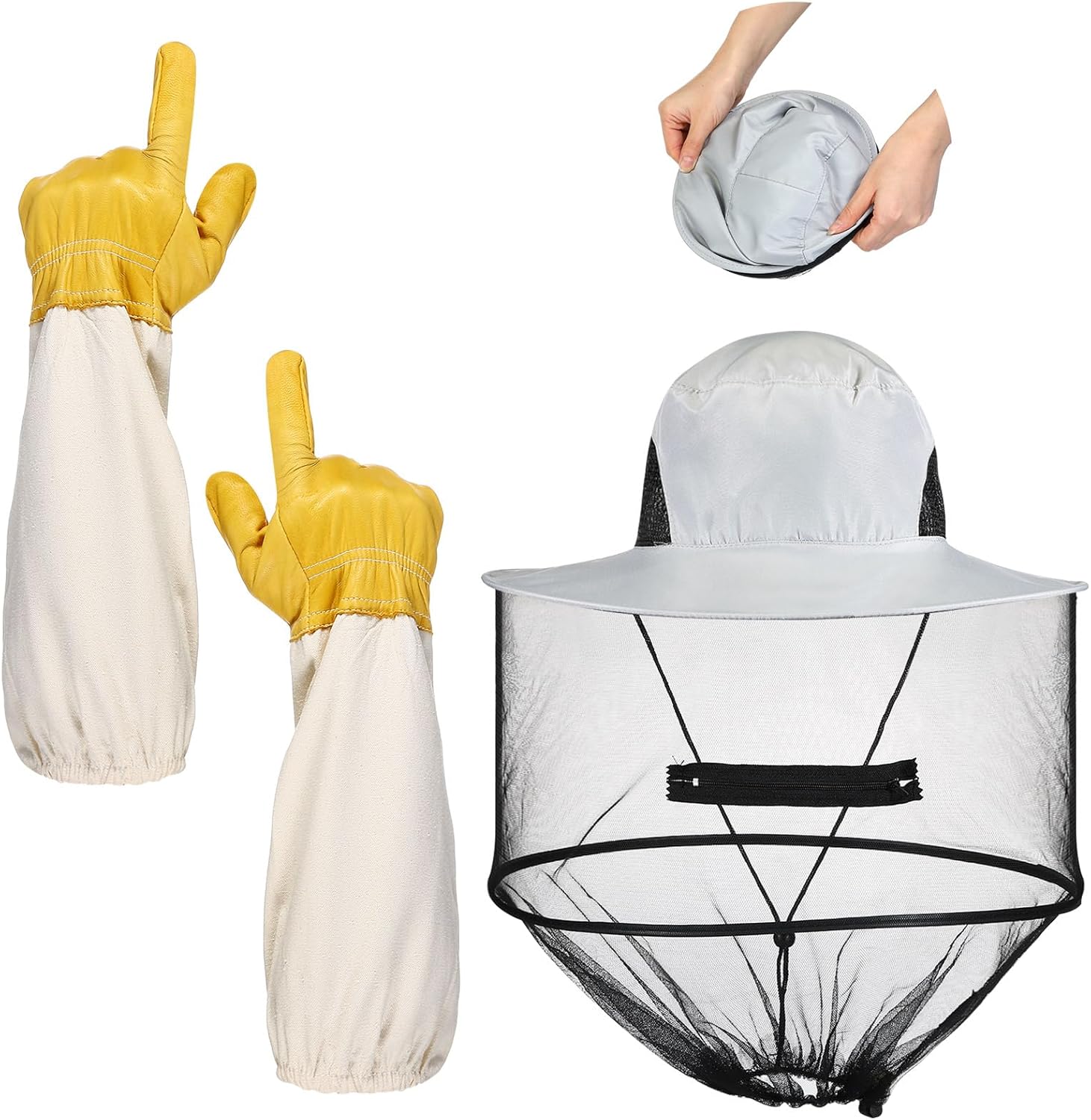 Amazon.com : Xuhal Beekeeping Gloves Hats Set Includes Thick Goatskin ...