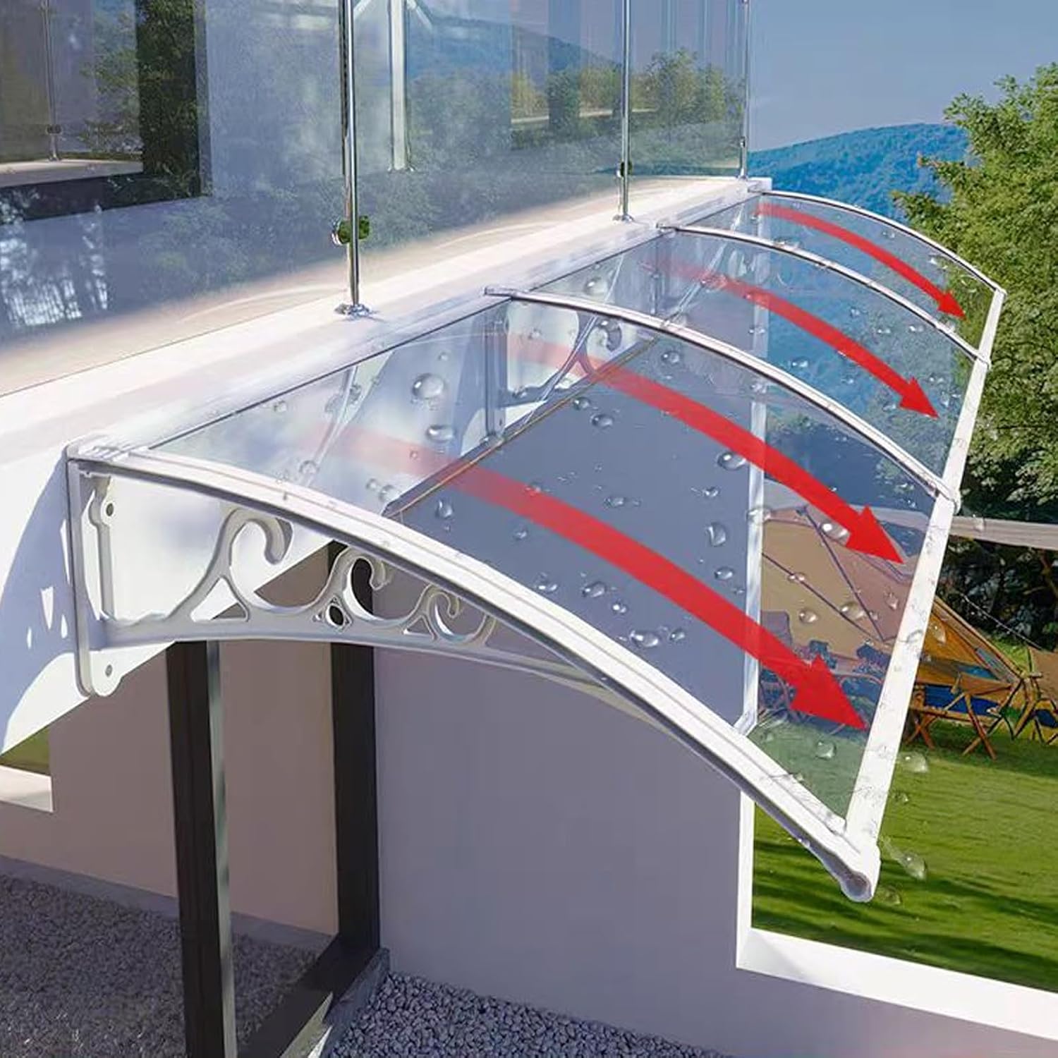 Curved Door Canopy Awning - UV Protection Polycarbonate Cover ...