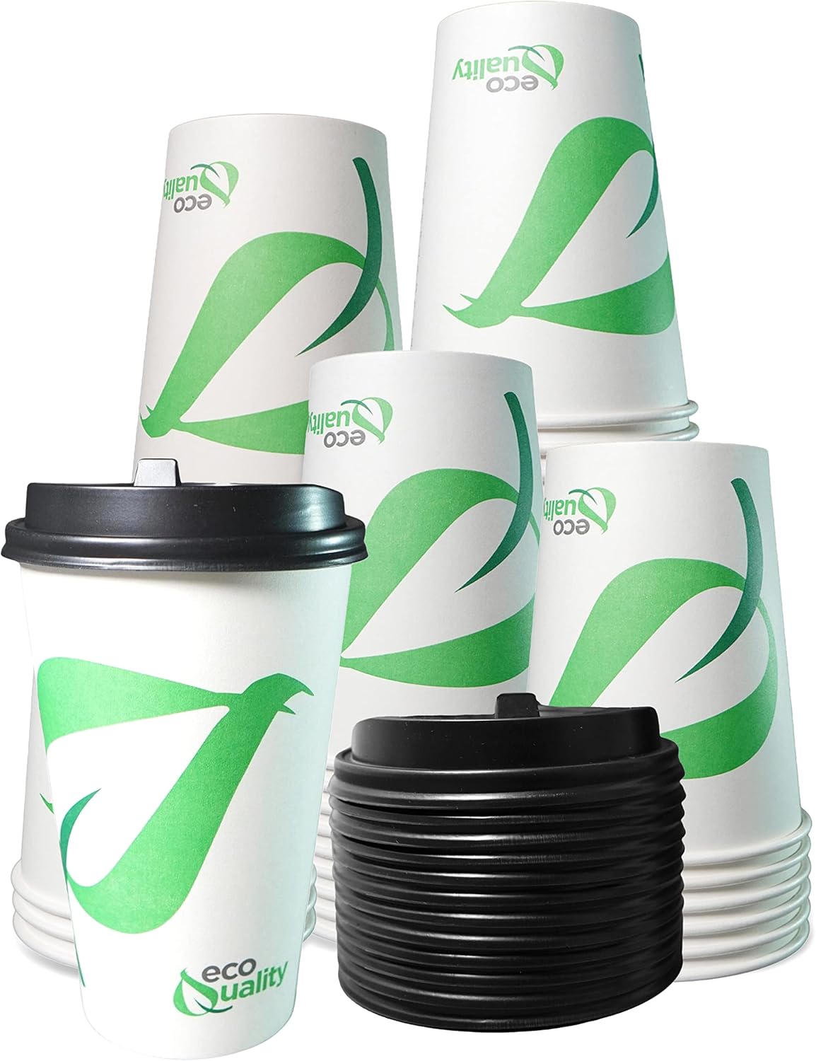 Amazon.com: 16 oz Compostable Paper Cups with Black Dome Lids ...