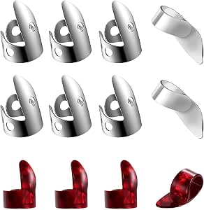 Amazon.com: Mulucky Steel Finger Picks for Guitar, 12Pcs Finger Picks ...