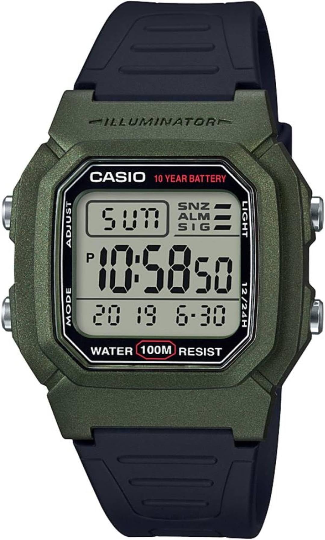Casio Herren. Digital Quarz Uhr mit Edelstahl Armband W-800HM-3AVDF ...