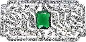 Amazon.com: Green Crystal Rectangle Brooch Pins for Women Elegant ...