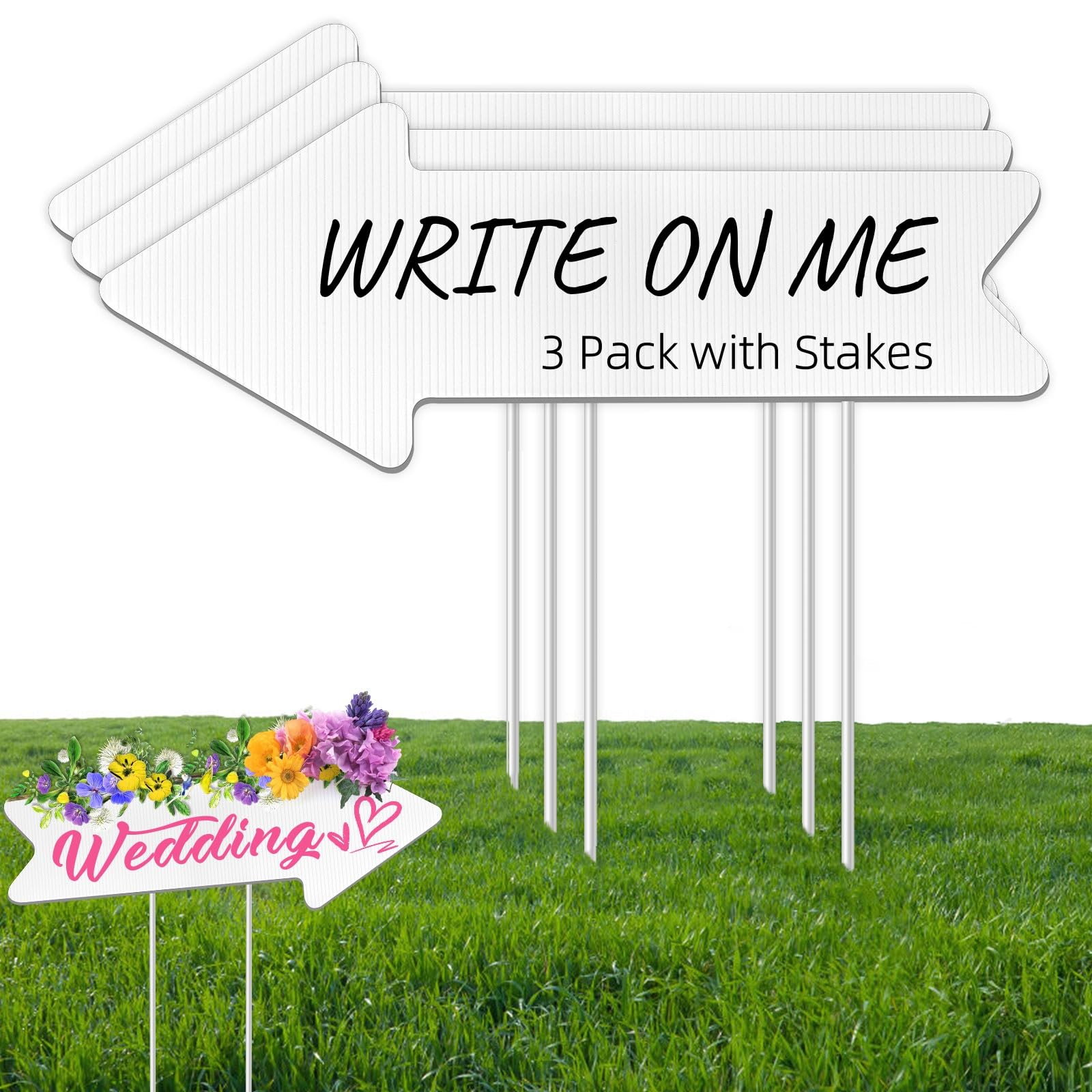 Amazon.com: HFKPJRT 3 Sets Arrow Signs with Stakes, 17 x 6 inch Arrow ...