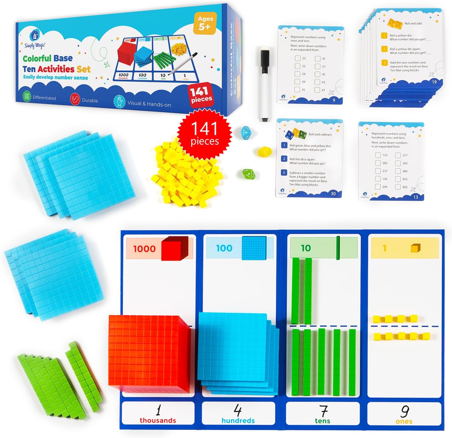 Amazon.com: Learning Resources Base Ten Blocks Smart Pack, Early ...