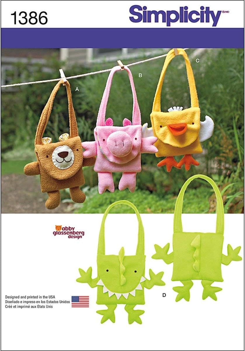 Amazon.com: Simplicity Creative Patterns 1386 Fleece Animal Bags : Arts ...