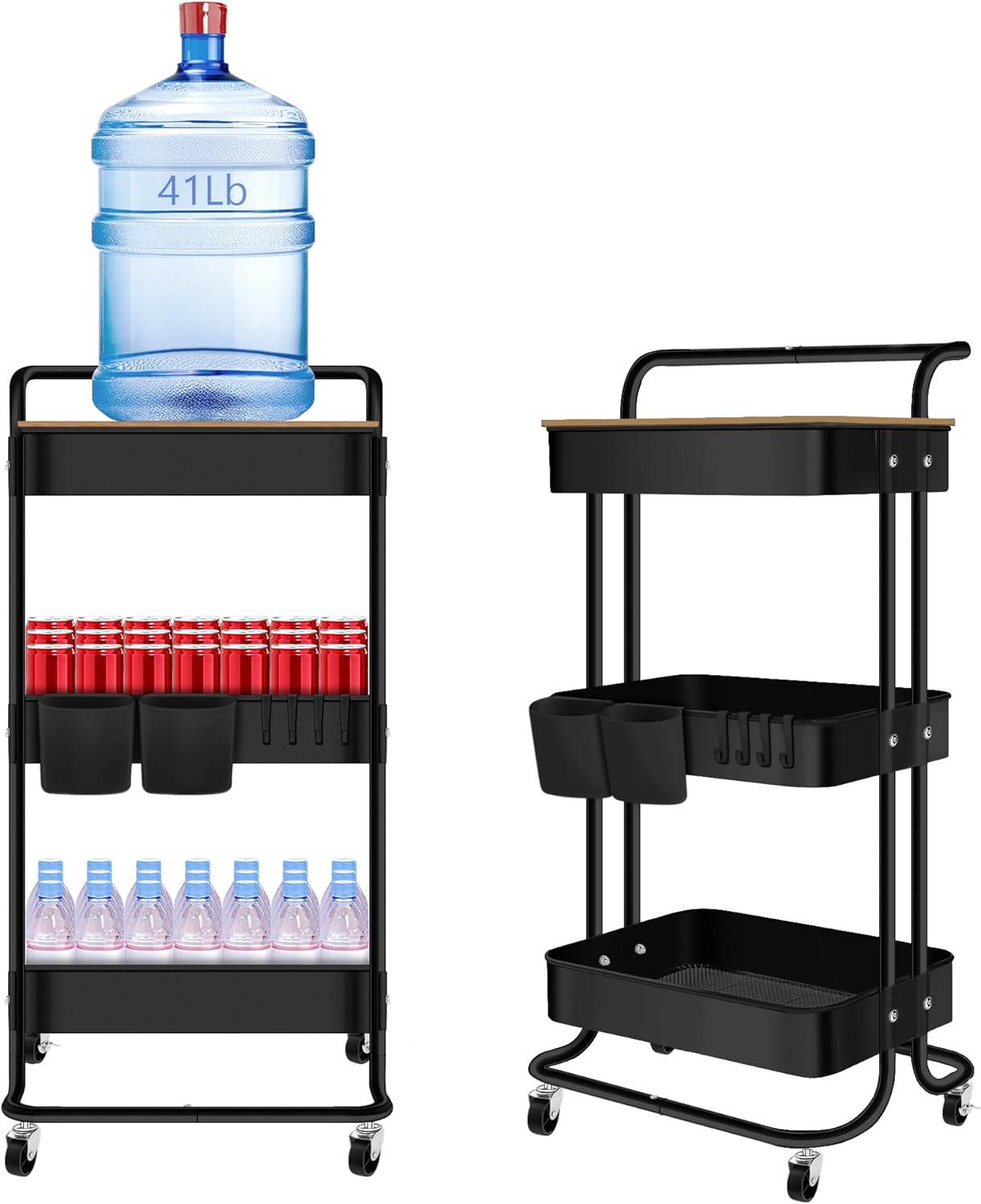 Amazon.com: LING RONG 3-Tier Utility Rolling Metal Storage Cart,Heavy ...