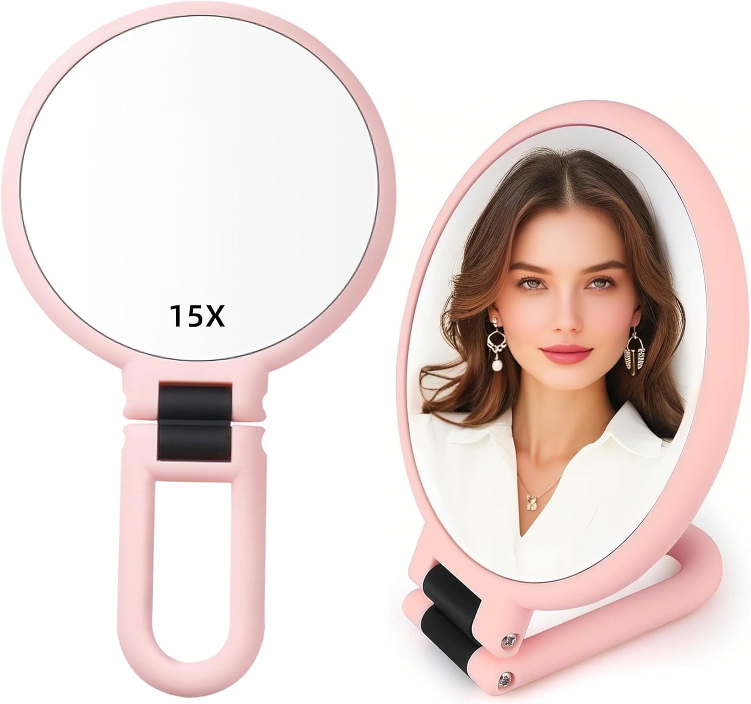 Stianiiie 1X 15X Handheld Mirror with Handle for Travel， Magnifying ...