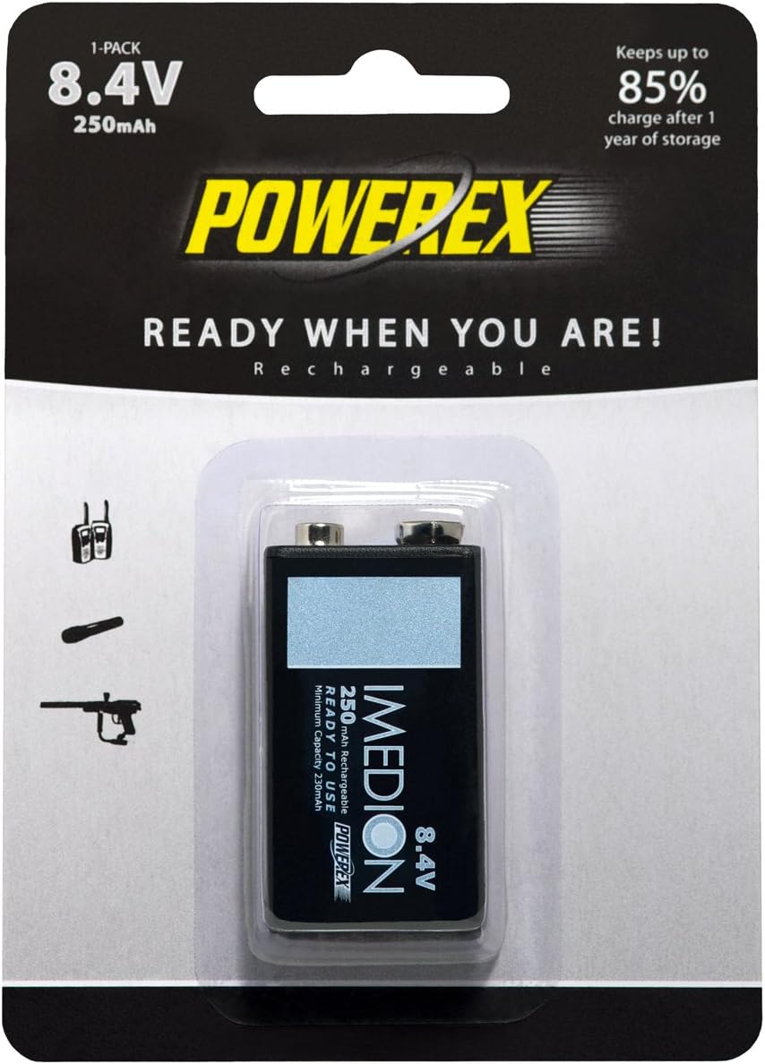 Amazon.com: Powerex MHR84VI Imedion 8.4V 250mAh 1-Pack Rechargeable ...
