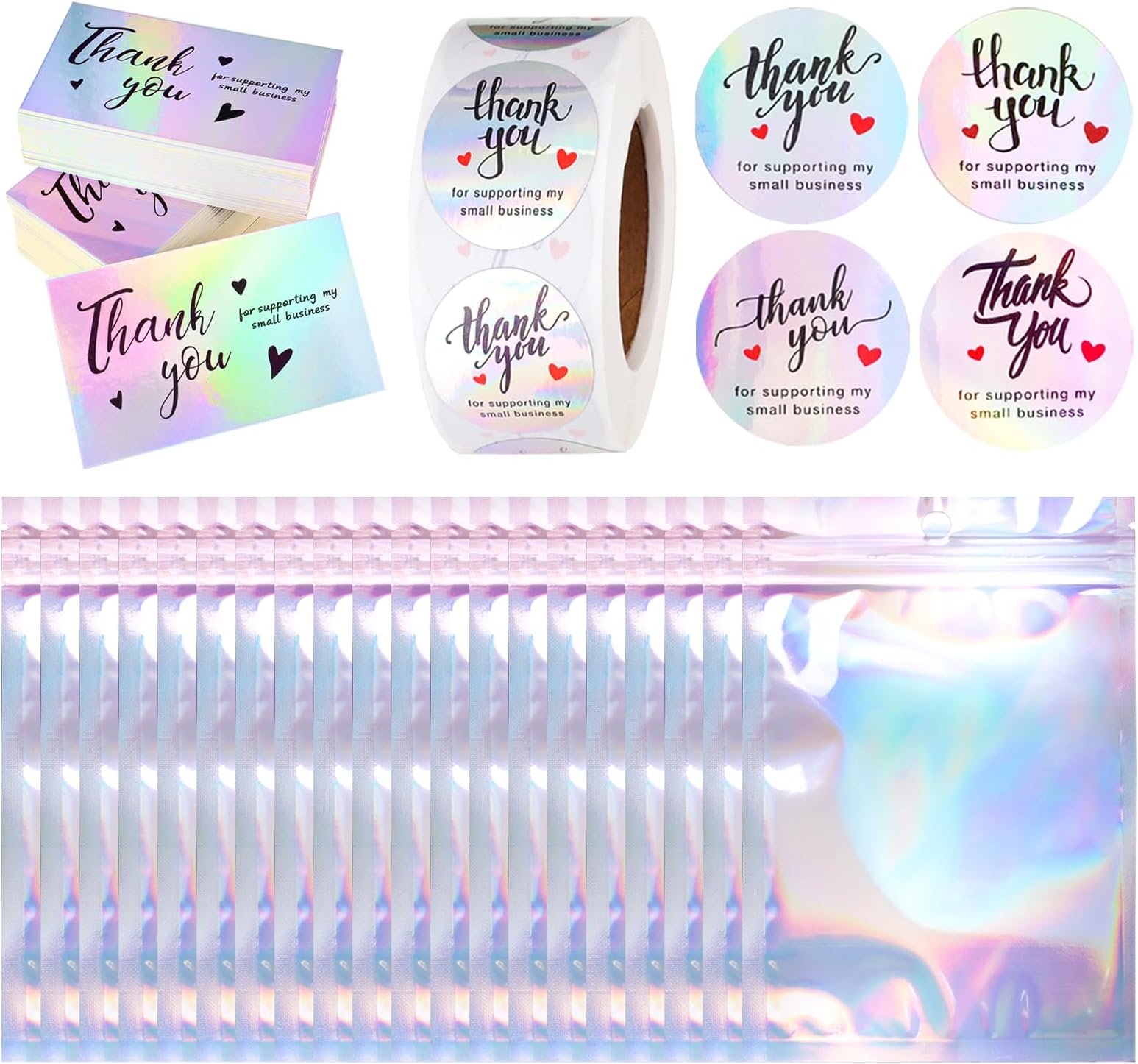 Amazon.com: 620Pcs Thank You Business Cards Stickers Set Gold Foil ...