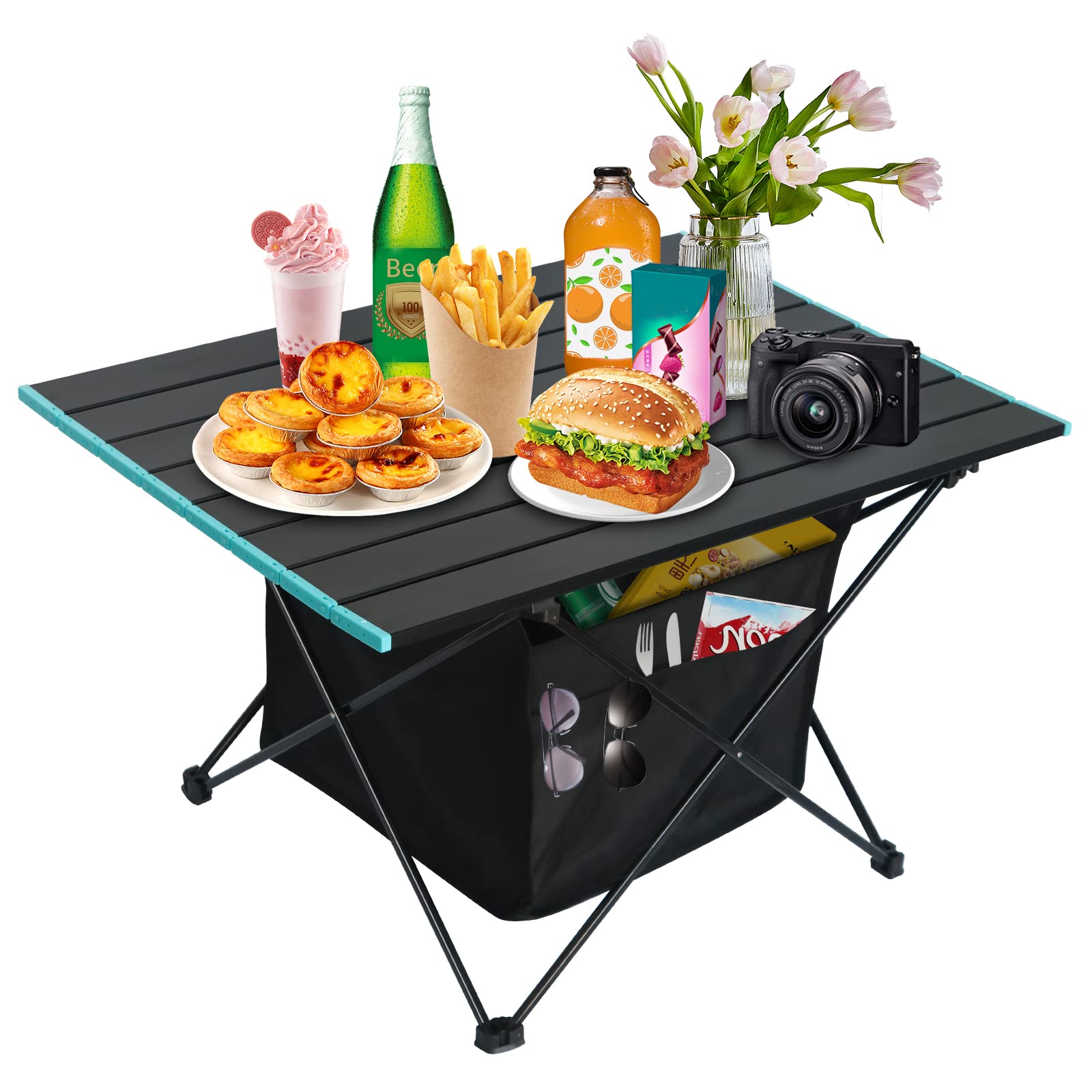 Large Folding Table,Portable Camping Table with Carry Bag,Aluminum ...