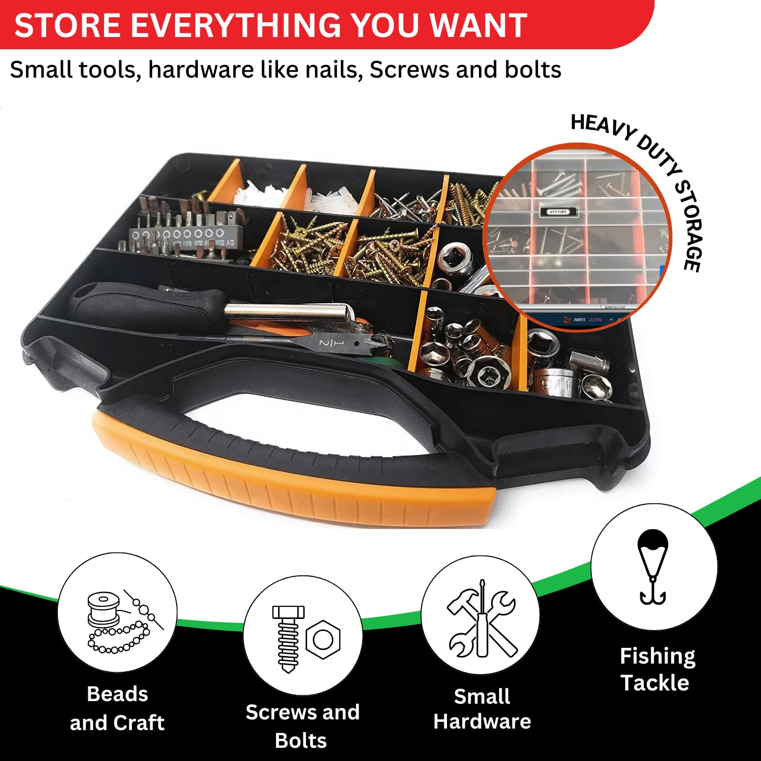 Snapklik.com : Andalus Tools Organizer Box, Small Parts Storage 18 ...