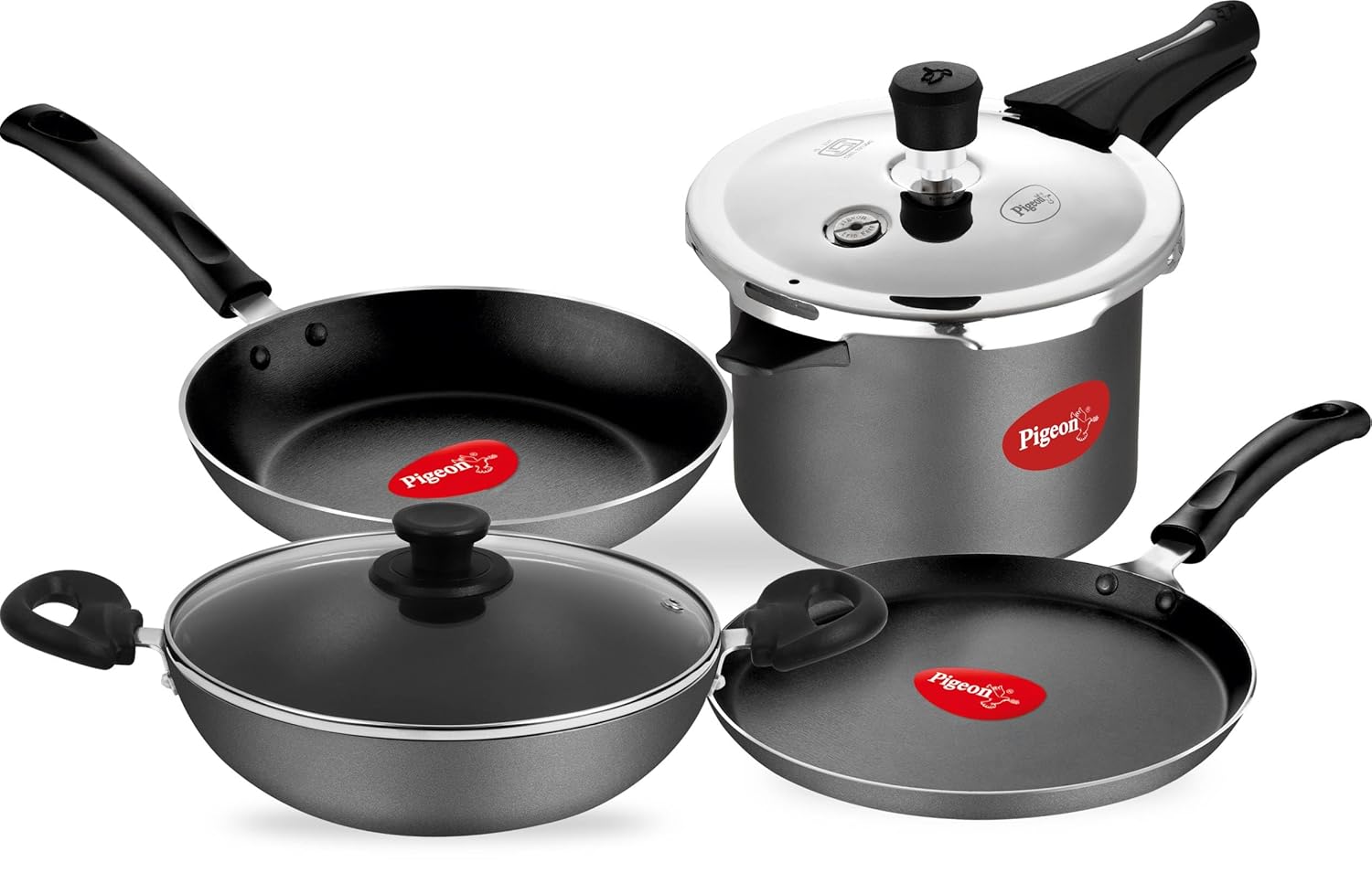 Buy Pigeon by Stovekraft Vibrant Hard Anodised Cooker + Cookware Combo 5 in 1 (2.5L HA Cooker ...