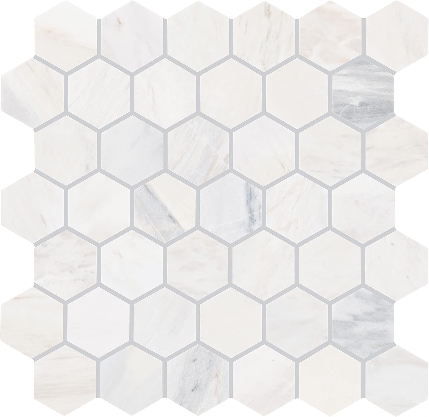Daltile Fonte 2" Natural Stone Hexagon Mosaic in Honed Pier White for ...