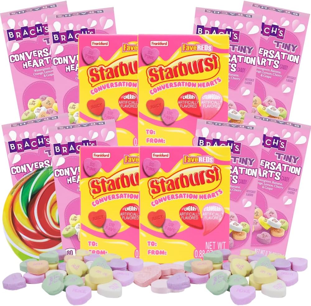 Amazon.com : Valentine's Day Conversation Hearts Bundle, Twelve ...