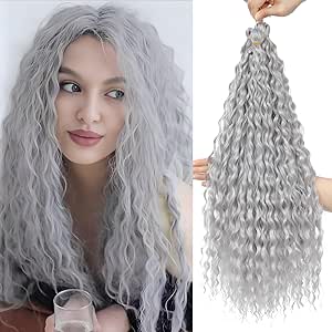FANLUTYIN 22 Inch Curly Crochet Braiding Hair 3 Packs Ocean Wave ...