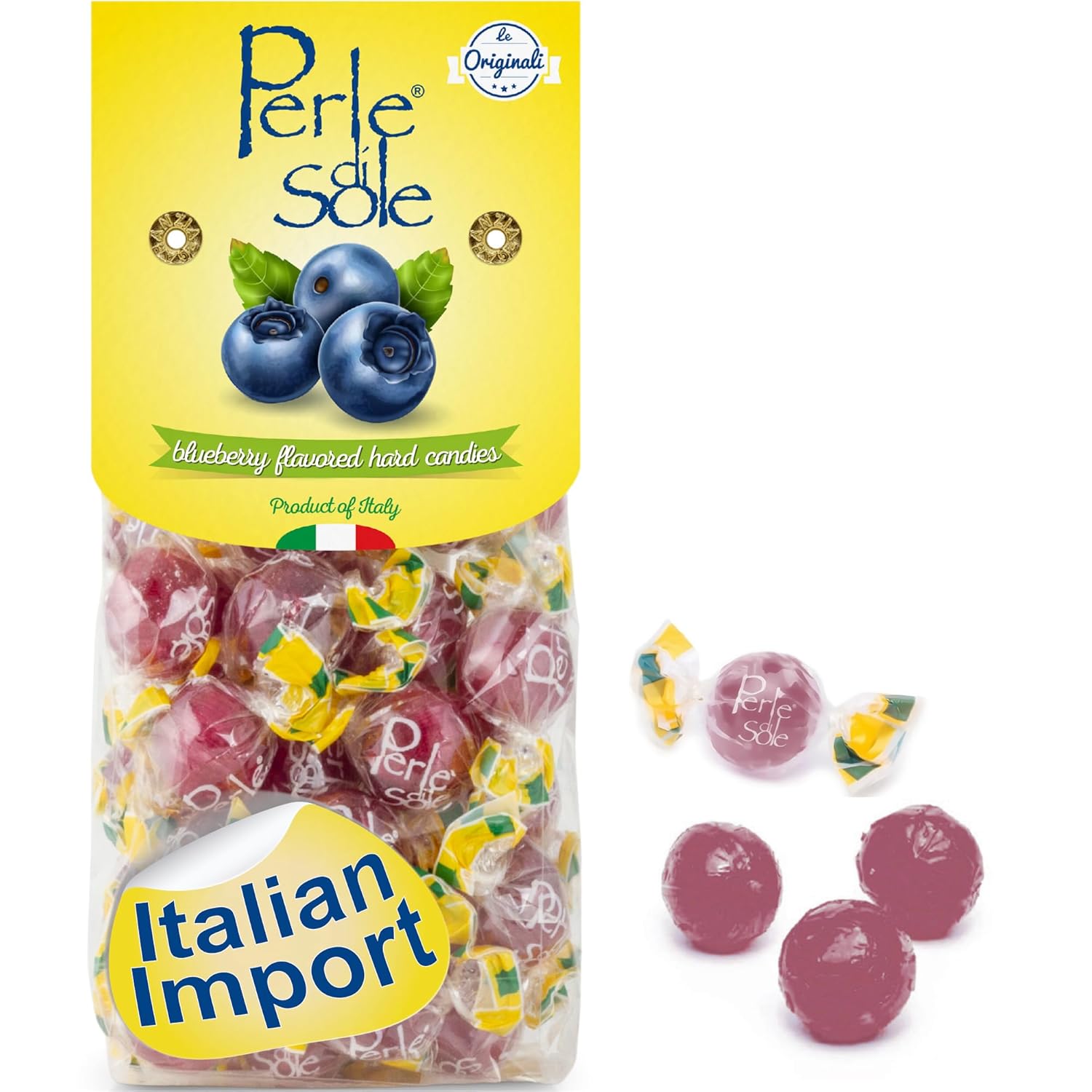 Amazon.com : Perle di Sole Italian Candy - Blueberry Hard Candy with a ...