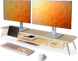 Amazon.com: Fenge Dual Monitor Stand with 8-Mode LED Lights, 5.7" H ...