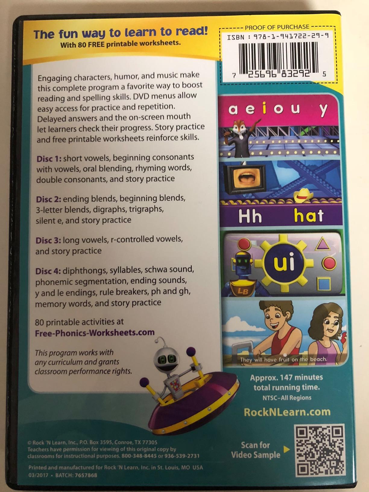 Amazon.com: Phonics 4 DVD Set by Rock 'N Learn: Complete Phonics ...