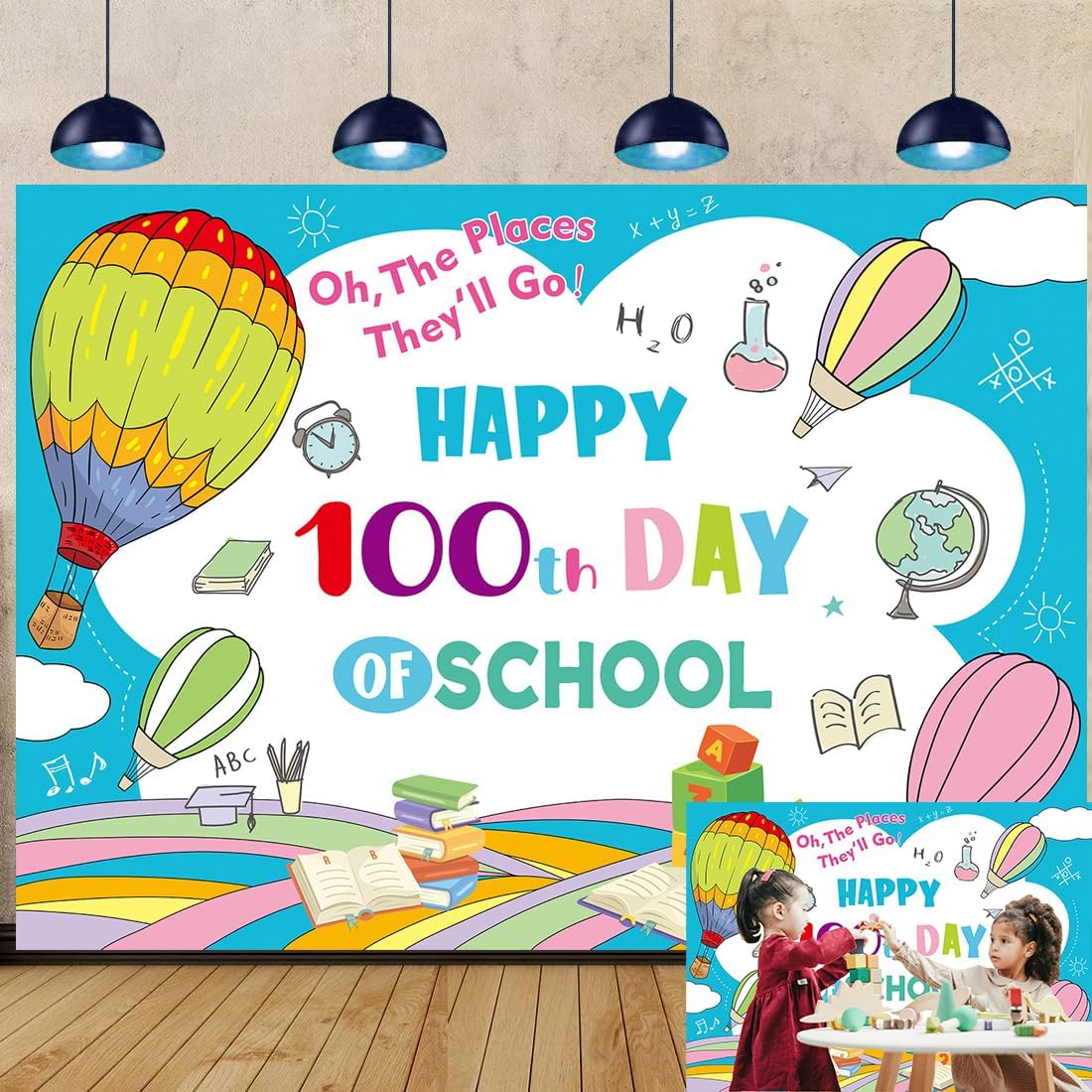Amazon.com : Happy 100th Days of School Backdrop 100 Days School Kids ...