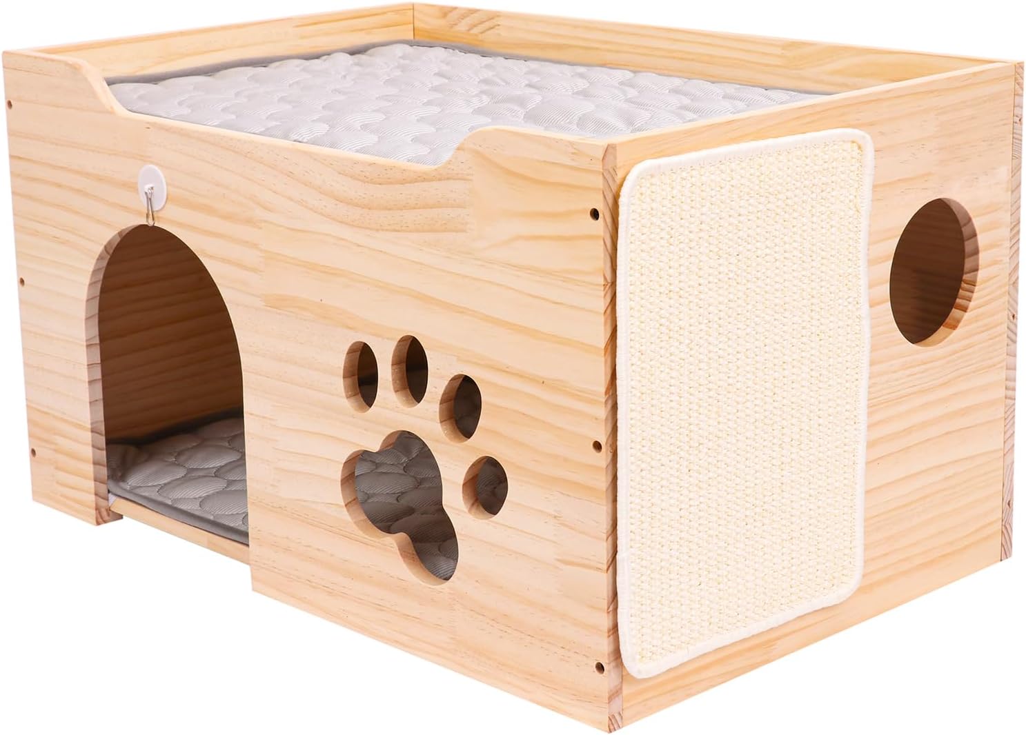 Amazon.com : Large Wooden Cat House for Indoor Cats- Cat Scratcher ...