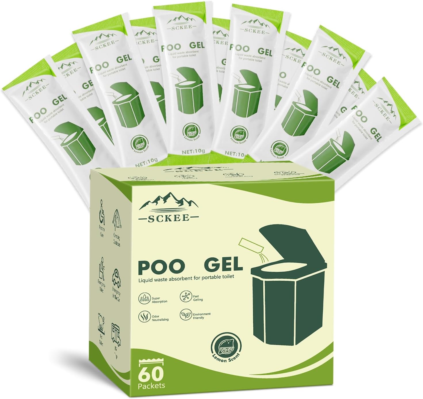 Amazon.com : Sckee 60 Packets Poo Gel for Portable Toilet, Portable ...