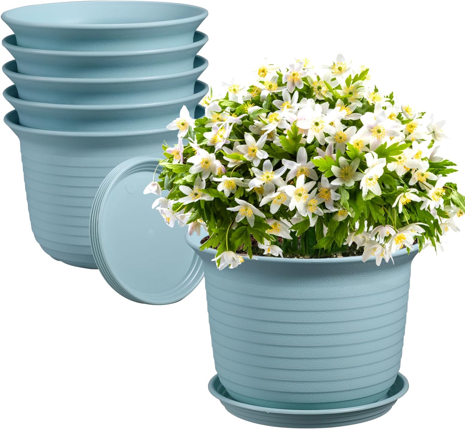 Amazon.com: YWEAUIV 5 Pack Plastic Flower Pots, 5.7 inch Nursery Plant ...
